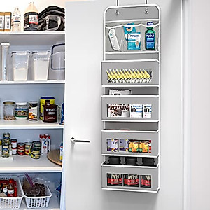 Simple Houseware Over Door 4 Clear Window Pocket Organizer with 3 Pockets, Grey