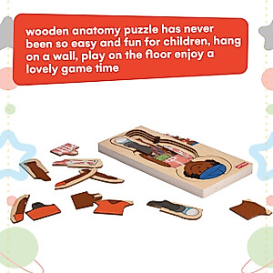 Kidzlane Boy Wooden My Body Puzzle for Toddlers & Kids - 29 Piece Boys Anatomy Puzzle Kid Play Set - Anatomy for Kids, Skeleton Toys for Kids Ages 3 Plus
