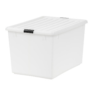 IRIS USA 132 Qt. Plastic Storage Container Bin with Secure Lid and Latching Buckles, 1 pack - Clear, Durable Stackable Nestable Organizing Tote Tub Box Sports General Organization Garage Extra Large