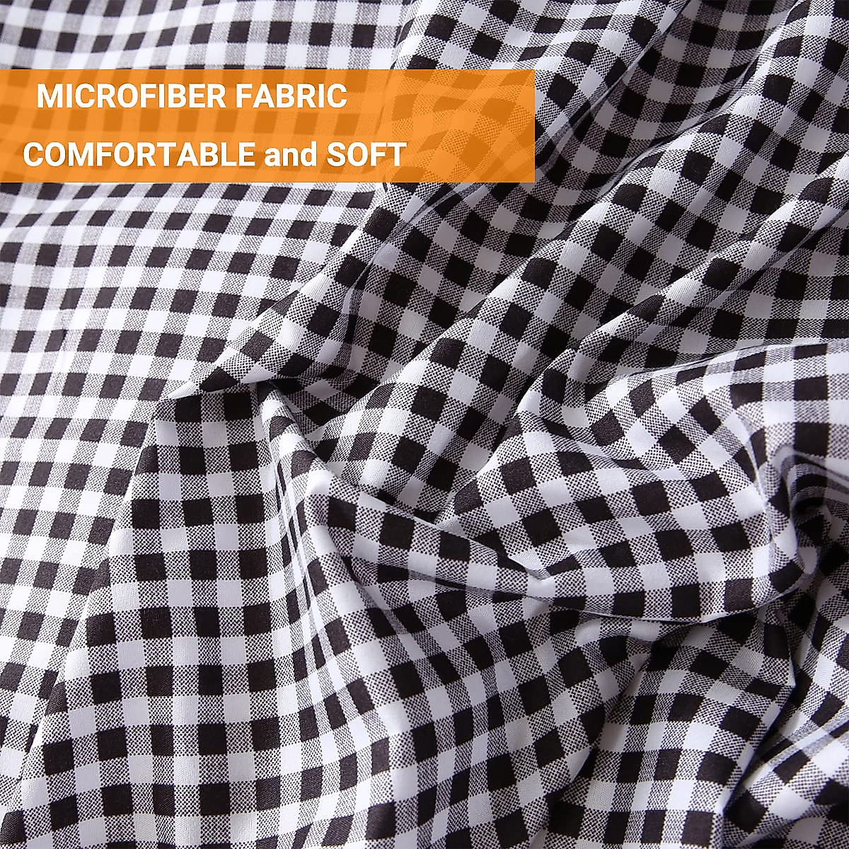 Akiky Plaid Duvet Cover Set Full Comforter Cover Set Cartoon and Buffalo Check Gingham Geometric Checker Pattern Printed in White and Black Reversible Bedding Set with Zipper Closure