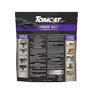 Tomcat Advanced Brand Mouse Bait with Refillable Station, Indoor and Outdoor Use, 1 Station and 6 Poison Block Refills