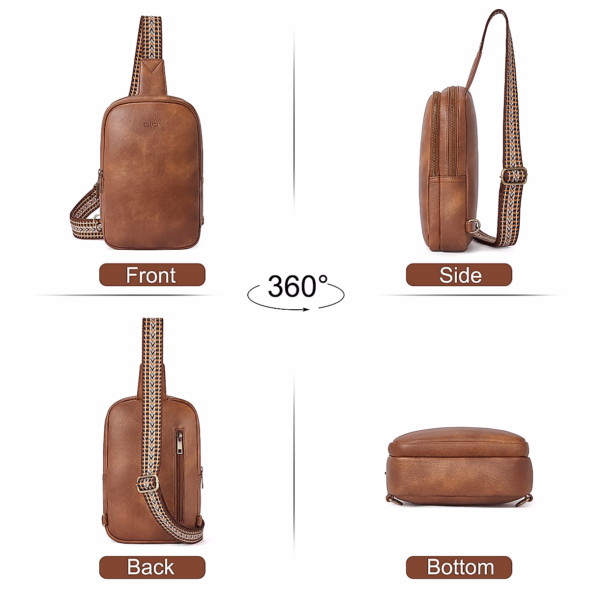 CLUCI Sling Bag for Women Crossbody Bags for Women Leather Cross Body Bag for Woman Sling Backpack Crossbody Backpack Chest Bag for Travel