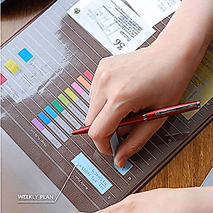 ELSKY Office Mouse Mat for Computer or Laptop,Gmaing Mouse Pads/Mouse&Desktop Protector/Keyboard Pad,Drawing & Writing Pad with Card Schedule Pockets,Cover with 2 Transparent Sheets for Memo (Coffee)