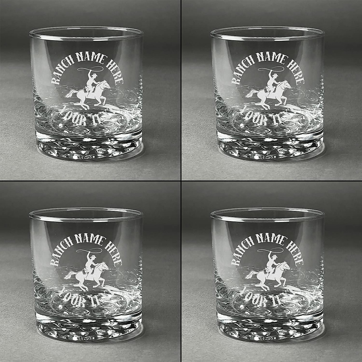 Western Ranch Whiskey Glasses (Set of 4) (Personalized)