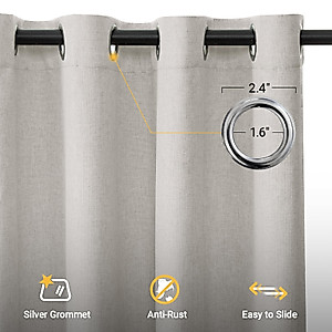 INOVADAY 100% Blackout Curtains 84 Inch Length 2 Panels Set, Linen Black Out Curtains for Bedroom Window 84 Inches Long Thermal Insulated for Living Room 2 Panels, Beige, W50 x L84