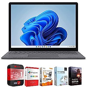 Microsoft 5PB-00027 Surface Laptop 4 13.5" AMD Ryzen 5 8GB/256GB Touch, Platinum Bundle with Elite Suite 18 Software + 1 Year Protection Warranty