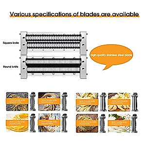 Commercial Pasta Maker Noodle Machine - 1500W Automatic Electric Dumpling Noodle Machine, Multifunctional Spaghetti Pasta Dough Roller Press for Wonton, Buns (65 lbs/hr) (Wide Noodle Blade 5mm)