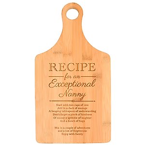 Birthday for Grandma Recipe for an Exceptional Nanny Paddle Shaped Bamboo Cutting Board