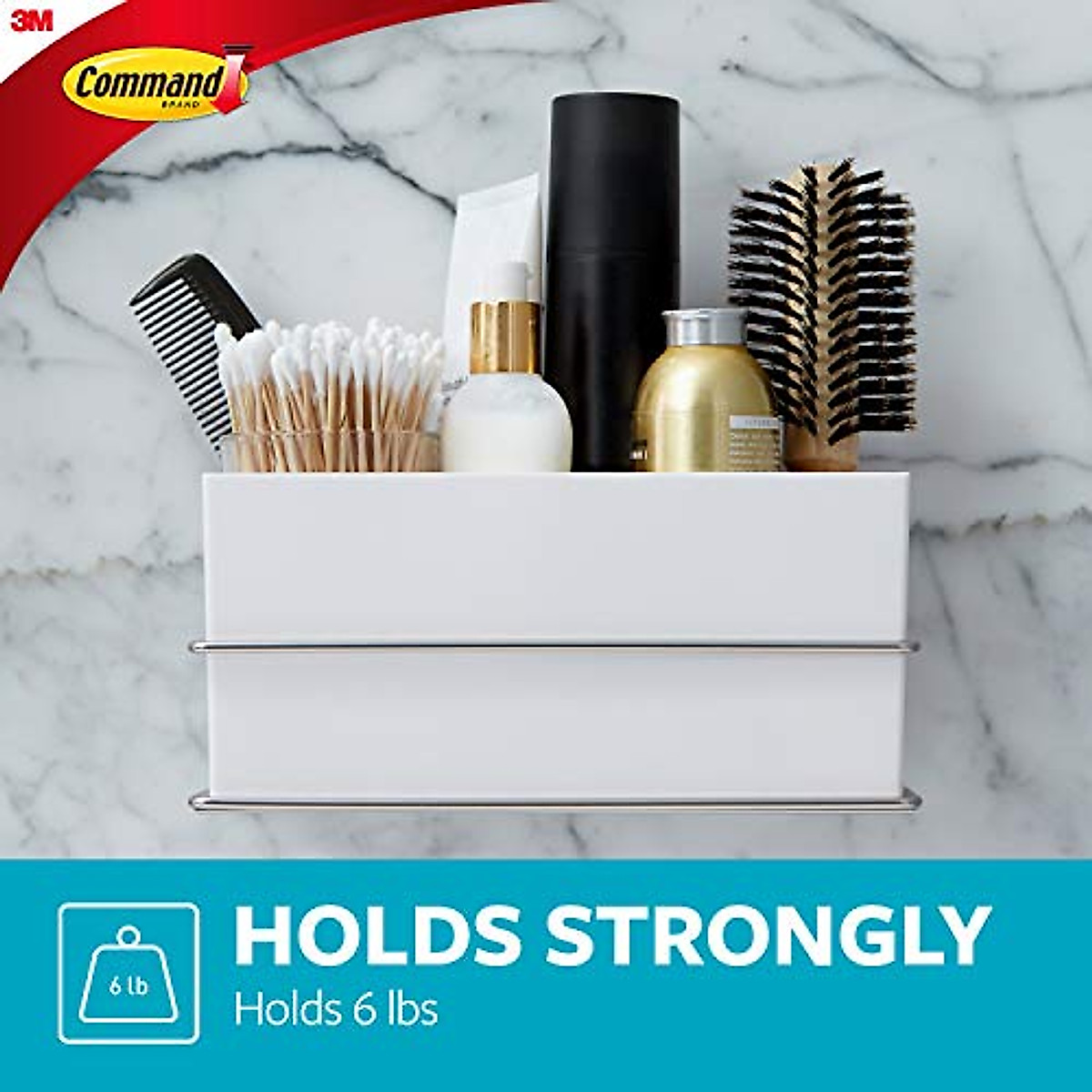 Command Wall and Cabinet Organizer with Water Resistant Command Strips, Organize Your Bathroom, Easy to Open Packaging