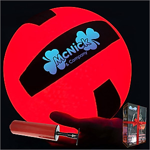 LED Glow In The Dark Volleyball - Lite-Up Glowing Beach Nightime Light Up Volleyball, Yard Games and Volleyball Training Equipment - 26.5" Glowing Volleyball Preinstalled Batteries Included