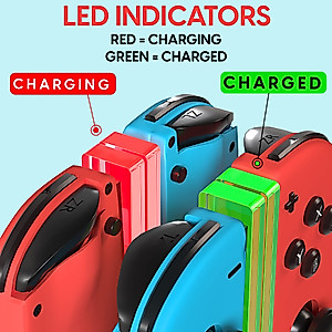 TALK WORKS Charging Dock Station Compatible with Nintendo Switch Joy-Con + OLED - Charger Base, Remote Accessories Docking Station for 4 Controllers