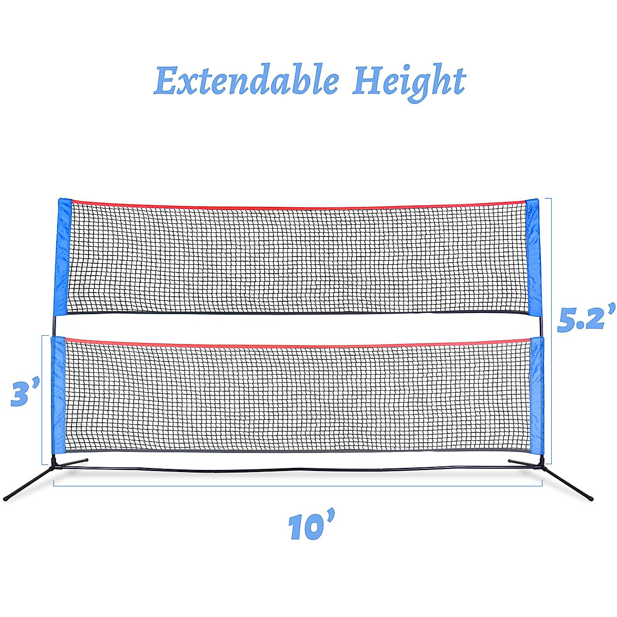 Gagalileo Pickleball Net, Portable Pickleball Net System, Adjustable Height Nylon Net with Carry Bag, 10x5.2 FT Suitable for Kids and Multiplayer Sports, Easy Setup