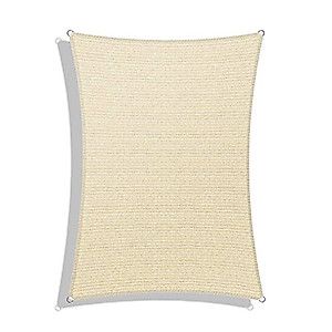 Windscreen4less 8' x 12' Sun Shade Sail Rectangle Outdoor Canopy Cover UV Block for Backyard Porch Pergola Deck Garden Patio (Beige)