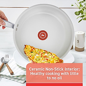 T-fal Fresh Gourmet Recycled Ceramic Nonstick Frypan 10.25 Inch, Oven Broiler Safe 500F, Cookware, Pots and Pans Grey