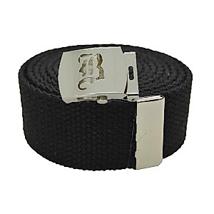 BodyJewelryOnline Old English Initial B Canvas Military Web Black Belt & Silver Buckle 60 Inch