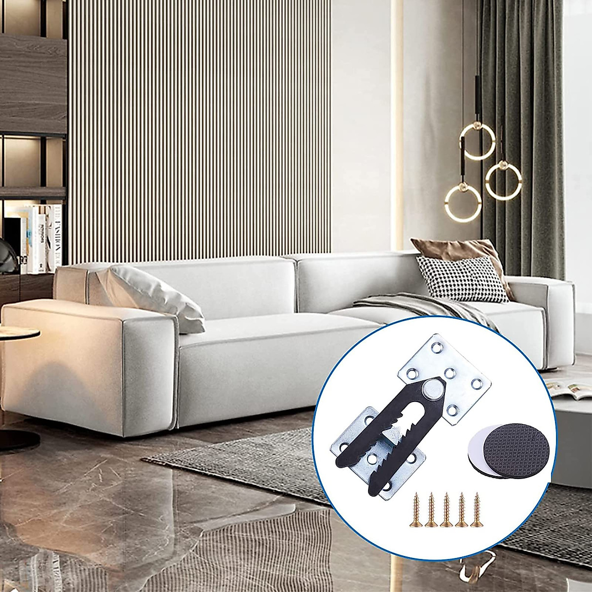 INCREWAY 4 Pieces Sofa Couch Sectional Furniture Connector Joint Snap Alligator Clip with Screws and 8Pcs Furniture Pads