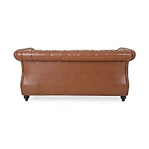 Christopher Knight Home Lucine Traditional Chesterfield Loveseat, Cognac Brown, Dark Brown