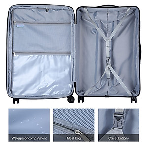 TydeCkare 2-Piece 20/24 Inch Luggage Set without Front Pocket, ABS+PC Lightweight Hardshell Suitcase with TSA Lock & Spinner Silent Wheels, Black