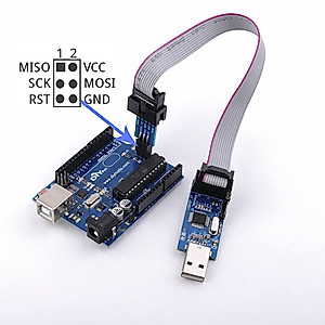 DIYmall USBASP Programmer 10 Pin AVR Downloader Flash Tool USB ISP Burn Bootloader 51 AVR ATMEGAA8 with USBASP 10 PIN to 6 PIN Adapter for Arduino Ender 3 Pro 5V/3.3V