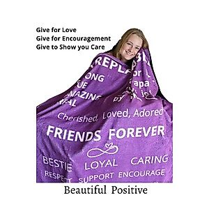 Friendship Throw Blanket Purple, Soft and Cozy, Unique Gifts for Women Celebrating Friendship, Caring for Women