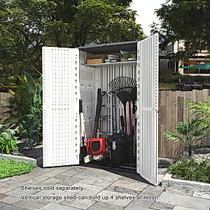 Kinying Outdoor Storage Cabinet, Vertical Storage Shed Perfect to Store Patio Furniture, Garden Tools Accessories,Bike,Beach Chairs and Lawn Mower, 4x2.5 Feet off-white-02B