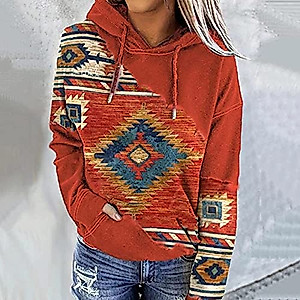 Womens Pullover Loose Tops Sweaters Blouse Sweatshirt Sweatshirts T-Shirt Casual Shirts Tees Western Aztec Geometric Hoodies Ethnic Graphic Pullover Sweater Shirts Prited Hoodie Long Sleeve Generic