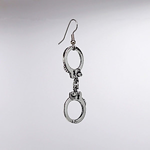 Handcuff Dangle Earrings Silver Finish Pewter On Fish Hook Earring Wires