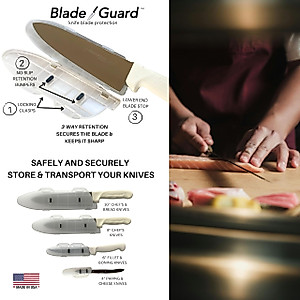 Agilux KnifeSafe Knife Blade Cutlery Protective Cover Edge Guard Safely Store and Transport Kitchen Camping Hunting Sports RV Dishwasher Safe for Chef's and Home Cooks 8 inch Gray