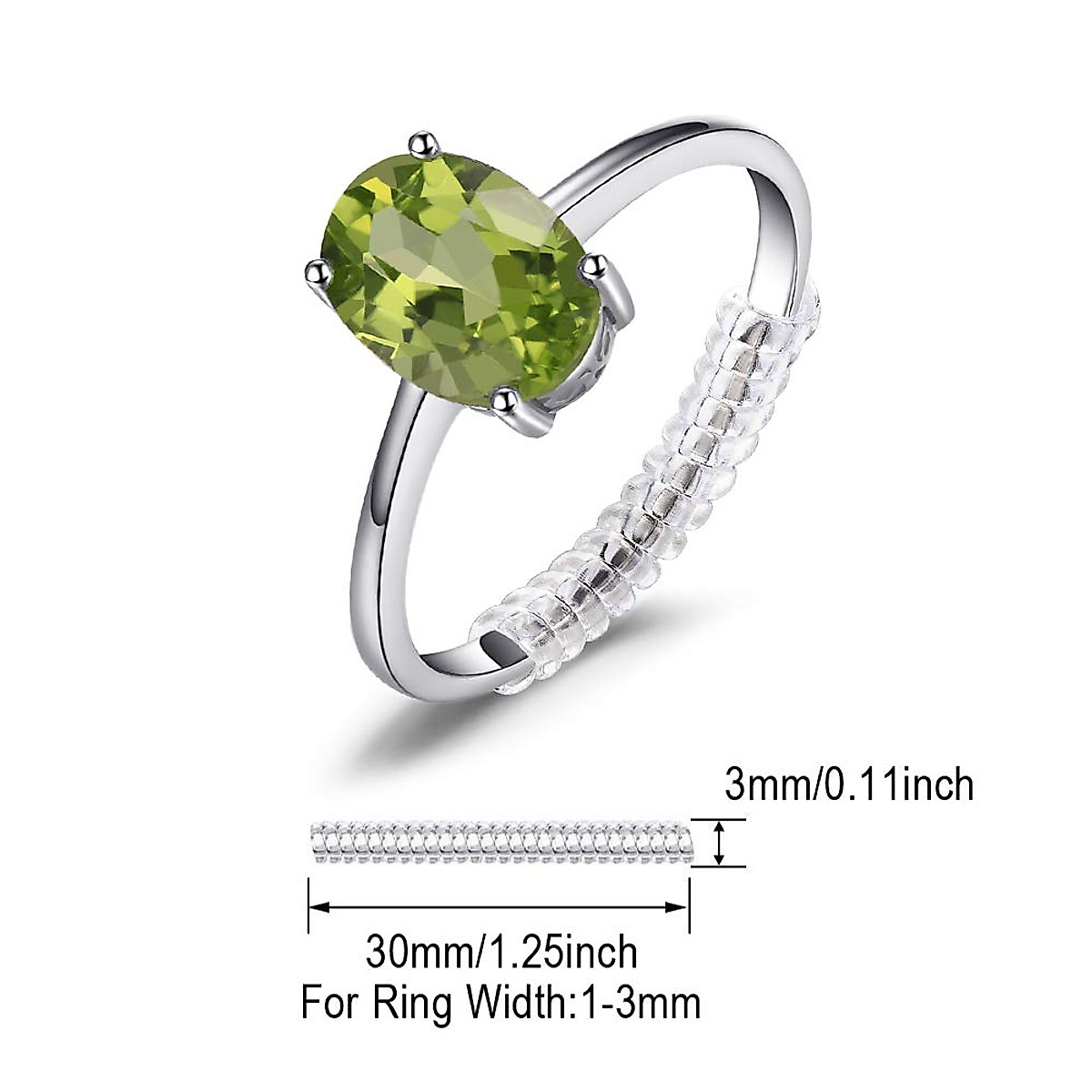 JewelryPalace Class Natural Gemstone Green Peridot Birthstone Solitaire Engagement Rings for Women, Anniversary 14K Gold Plated 925 Sterling Silver Promise Rings for Her Size 8