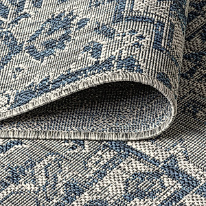 JONATHAN Y Estrella Bohemian Medallion Textured Weave Indoor/Outdoor Navy/Gray 4 ft. x 6 ft. Area-Rug, Coastal,Easy-Cleaning,HighTraffic,LivingRoom,Backyard, Non Shedding (SMB105B-4)