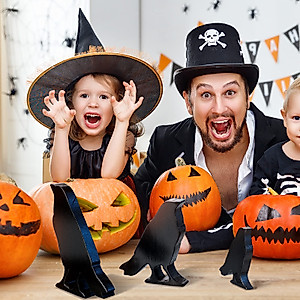 Jetec 3 Pieces Wooden Black Crow Decorations Handmade Artificial Crows Handmade Artificial Spooky Birds Halloween Crow Wood Decors for Halloween Holiday Party Prop Bar Home Garden Decoration