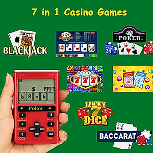 Lyght Electronic Handheld 7 in 1 Poker Game, Blackjack, Deuces, Baccarat, Slot, Lottery, Lucky 7 Dice, Casino Game…