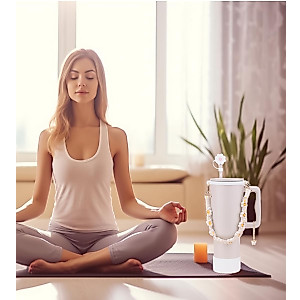 40 oz Tumbler with Handle and Straw & 6PCS Cup Accessories for 40 oz Cup - Vacuum Insulated Stainless Steel Double Wall Water Bottle Travel Coffee Mug - Holiday Gifts for Women Men (Cream)