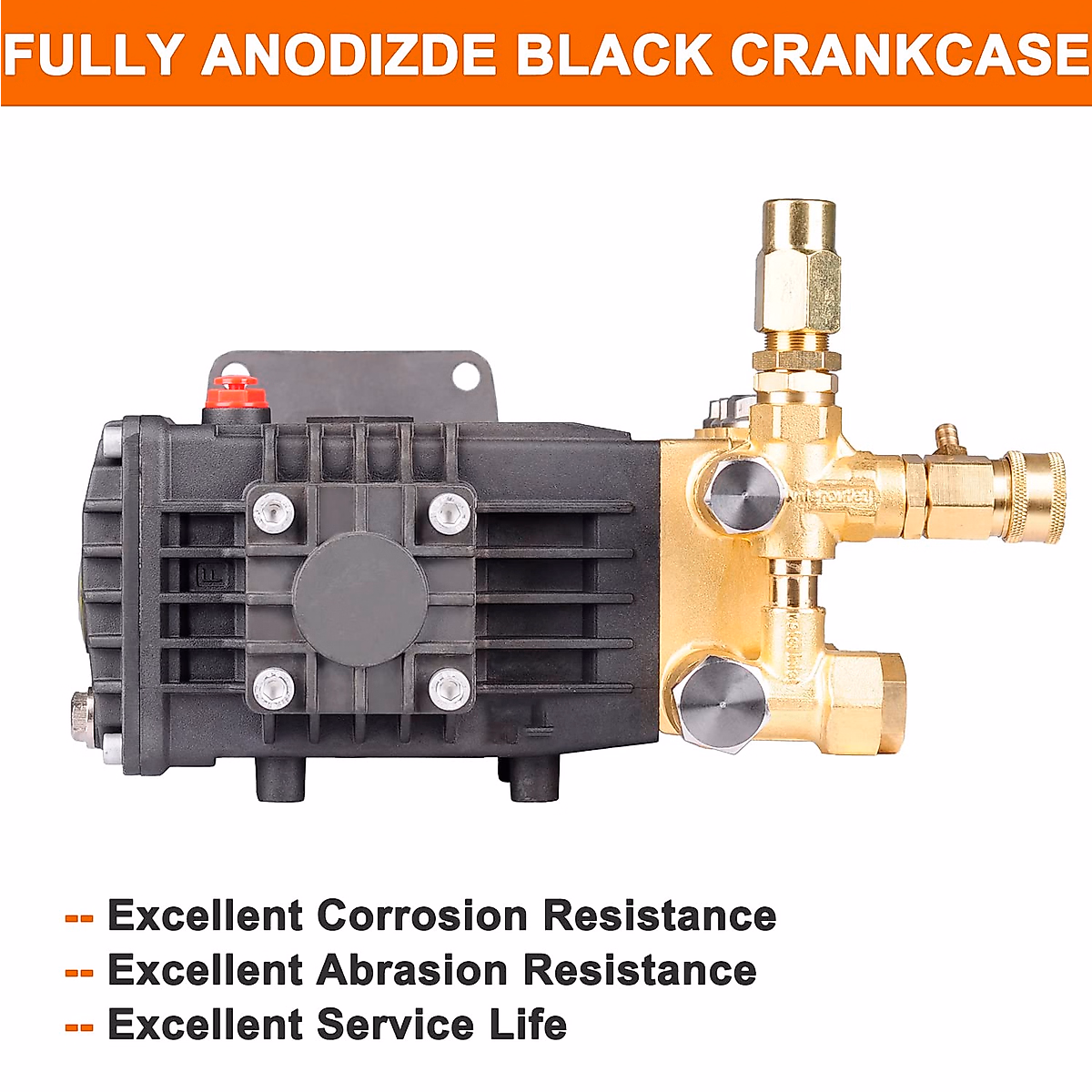 3600 PSI 4.8 GPM Horizontal Triplex Plunger Replacement Pressure Washer Pump Kit 1" Shaft Presssure Washer Pump Pressure Washer Parts with Hardware and Tube for Industrial Gas Powered Machines