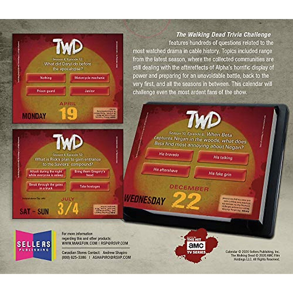 2021 AMC The Walking Dead® Daily Trivia Challenge Boxed Daily Calendar
