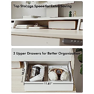 BANTI Height Adjustable Electric Standing Desk with Three Drawers, 48 x 25 Inch Table with Storage Shelf, Sit Stand Desk with Storage Space, Splice Board with White Frame/Light Walnut Top, 48 inch