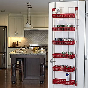 Household Essentials 6-Tier Basket Over-The-Door Organizer, Red