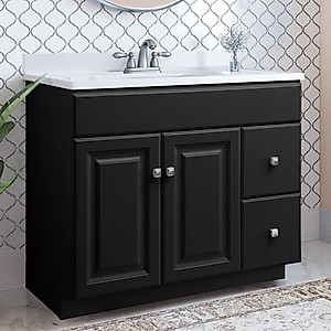 Design House Wyndham 37 Inch Bathroom Vanity with Solid White Top, Assembled, Brown, 216037