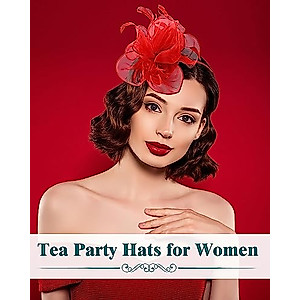 6 Pcs Fascinators Hat Tea Party Headwear Ribbons Feathers Women Hat Flower Mesh Headband Wedding Flower Hair Clip for Party Wedding Carnival