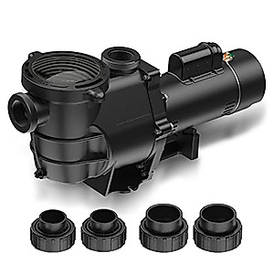 BRIOPAWS 2HP Dual Speed Pool Pump, 6420GPH Flow, 66FT Head Lift, 1.5" and 2" Fittings, Self-Priming Water Pump for Inground/Above Ground/Seawater Pools and Hot Tubs, ONLY 230V 60HZ AC