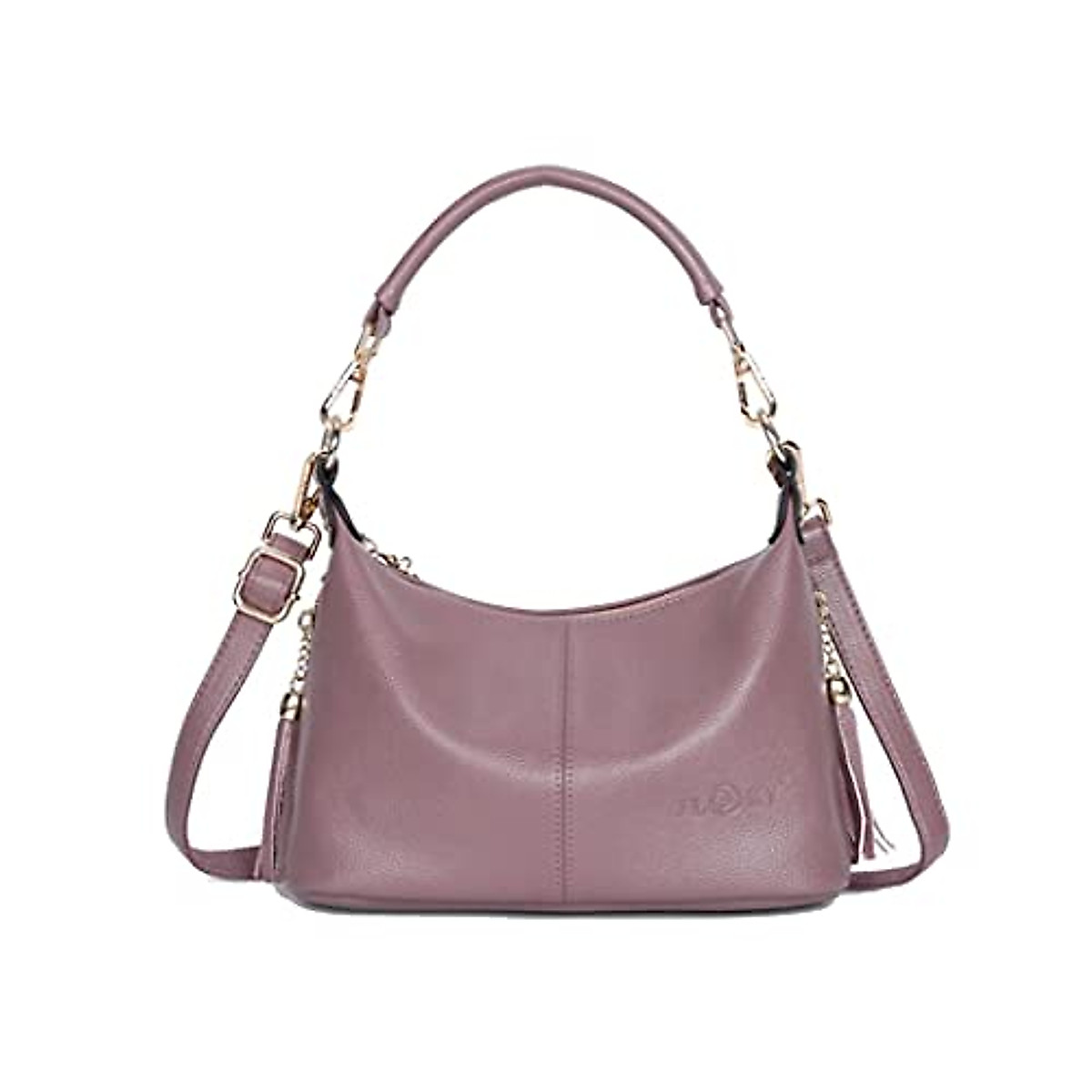SMALLBLUER Synthetic PU Leather Ladies Tote Hobo Shoulder Middle-aged Women's Crossbody Bags Satchels Purse Clutches-Purple