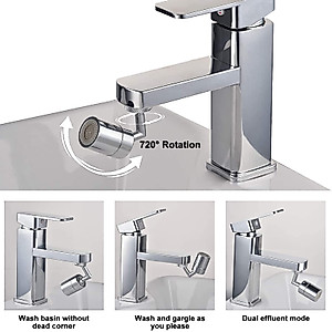 VJJB Faucet Extender,Universal Splash Filter 720 Rotating Faucet, Swivel Sink Faucet Aerator for Face Washing, Eye Flush and Gargle, 2 Water Outlet Modes for Kitchen and Bathroom Sink (With Adapter)