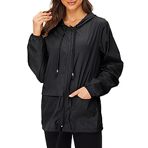 Century Star Lightweight Rain Jackets for Women Waterproof Windbreaker Jacket Women Packable Raincoat Rain Coats with Hood Black 3X-Large