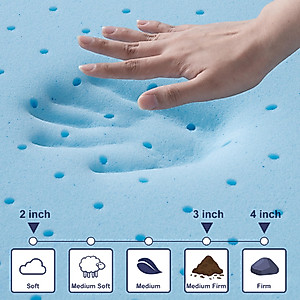 Sleepmax 2 Inch Soft Mattress Topper Full - Gel Memory Foam Mattress Topper - High Density Foam Mattress Pad for Pressure Relief, Soft Foam Bed Topper with Removable Cover Blue