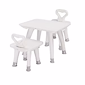 JOYMOR Kids Table and Chairs Set of 3, HDPE Material Ideal of Snack, Game, Craft, Art, Meal, White, 3 Piece Set