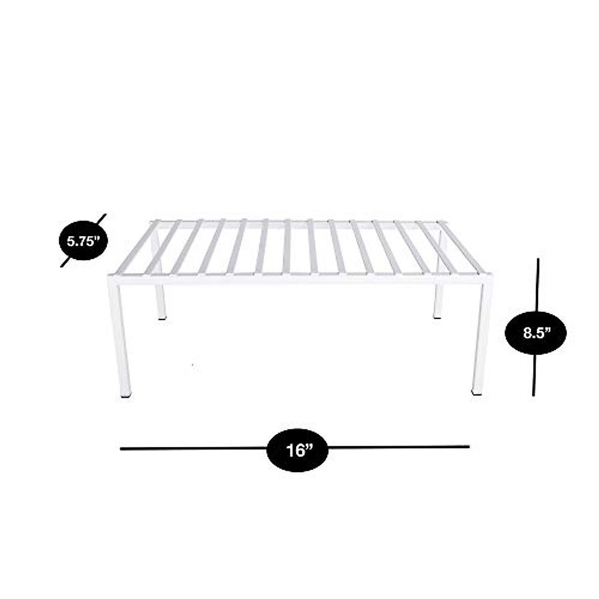 Smart Design Premium Cabinet Storage Shelf - Set of 6 - Large 16 x 8.5 Inch - Steel Metal Frame - Rust Resistant Coating - Counter, Pantry, Shelf Organization - Kitchen - White