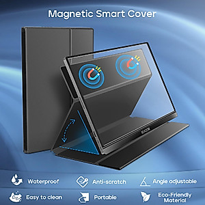 ROADOM Portable Monitor for Laptop, 15.6'' FHD 1080P IPS HDR Travel Monitor with Mini HDMI USB C,External Monitor for Laptop PC Mac Phone Xbox PS4 Switch,Smart Cover,Dual Speakers,Plug and Play