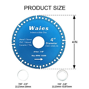 Waies 4 Inch Indestructible disc for Angle Grinders, All Purpose Metal Cut Off Wheels Multifunction Disc for Steel, Rebar, Sheet Metal, Angle Iron, Stainless Steel (5 Pcs)