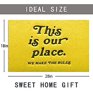JJUUYOU Outdoor Welcome Mat We Make The Rules Doormat for Front Door Funny Indoor Door Mat with Non Slip Rubber Backing for Home Entryway Patio 18"x28"