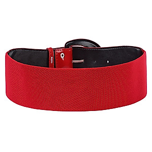 GRACE KARIN Plus Size Elastic Designer Belts Buckled Waistband for Party Skirts (2XL,Red)